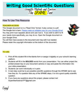 Middle School STEM Activity Writing Good Scientific Questions + Bonus ...
