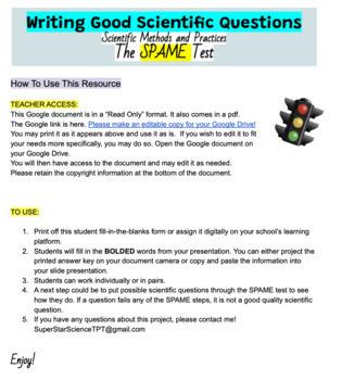 Middle School STEM Activity Writing Good Scientific Questions + Bonus ...