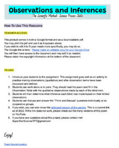 Middle School STEM Activity Science Observations & Inferences Analysis ...