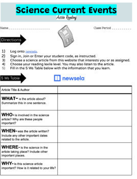 STEM Current Events Activity SEPs Digital EZ Class or Sub Plan NGSS ...