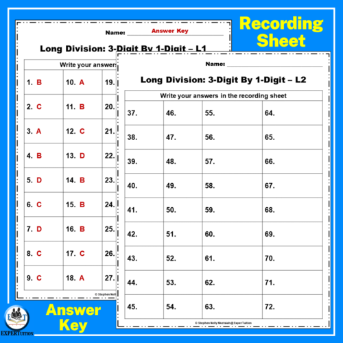 3 Digit by 1 Digit Long Division Practice Task Cards | With and Without ...