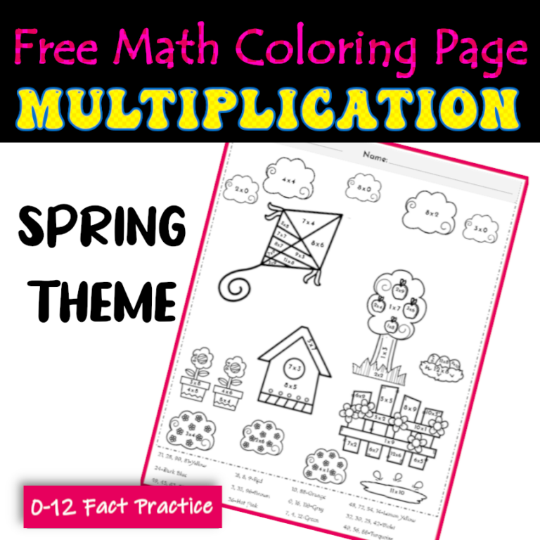 Spring Math Multiplication Coloring Page-Color By Code Multiplication ...