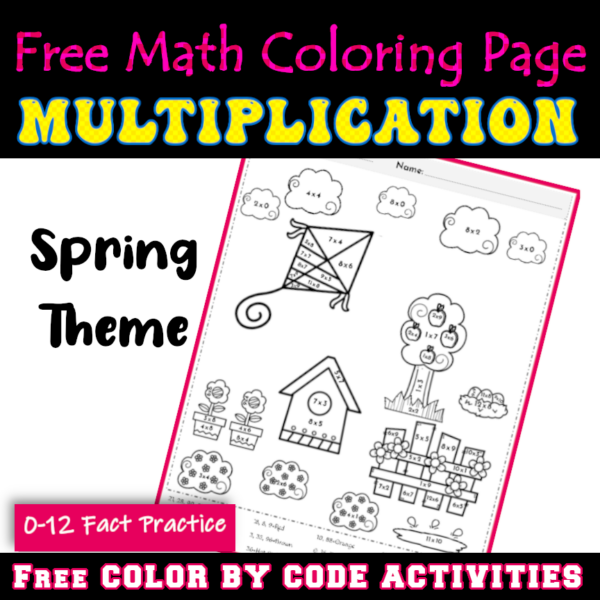 Spring Math Multiplication Coloring Page-Color By Code Multiplication ...