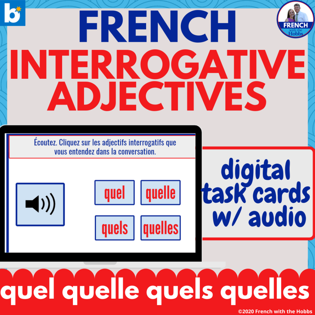 French Interrogative Adjectives Digital Task Cards quel quelle quels ...