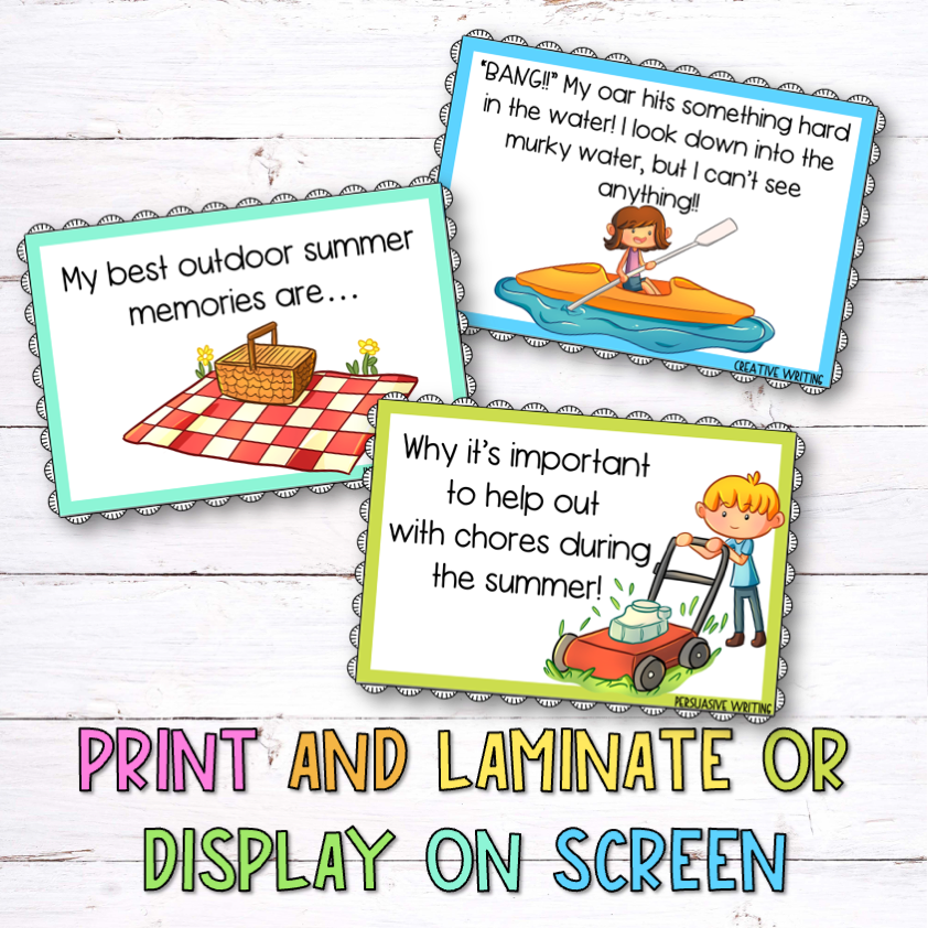 Summer Writing Prompts - Task Cards - Creative Persuasive Informative ...