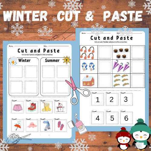 Winter Cut And Paste Crafts / Winter Scenery Paper/ Winter Crafts ...
