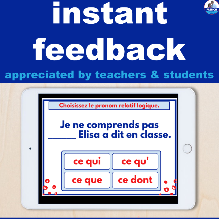 French Relative Pronouns ce qui ce que ce dont Boom™ Cards pronoms ...