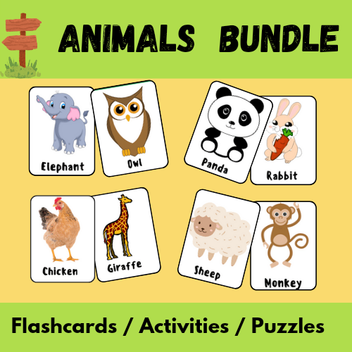 Animals Vocabulary Flashcards /Animals Puzzels | Made By Teachers
