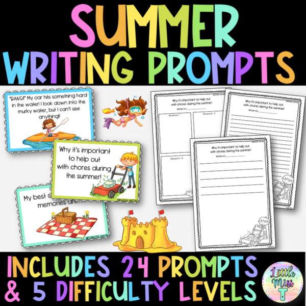 Summer Writing Prompts BUNDLE - Task Cards - Summer Writing Papers ...