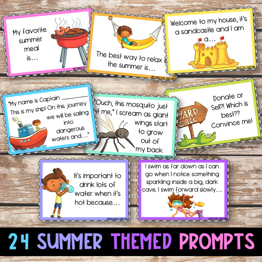 Summer Writing Prompts BUNDLE - Task Cards - Summer Writing Papers ...