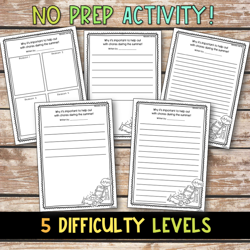 Summer Writing Prompts BUNDLE - Task Cards - Summer Writing Papers ...