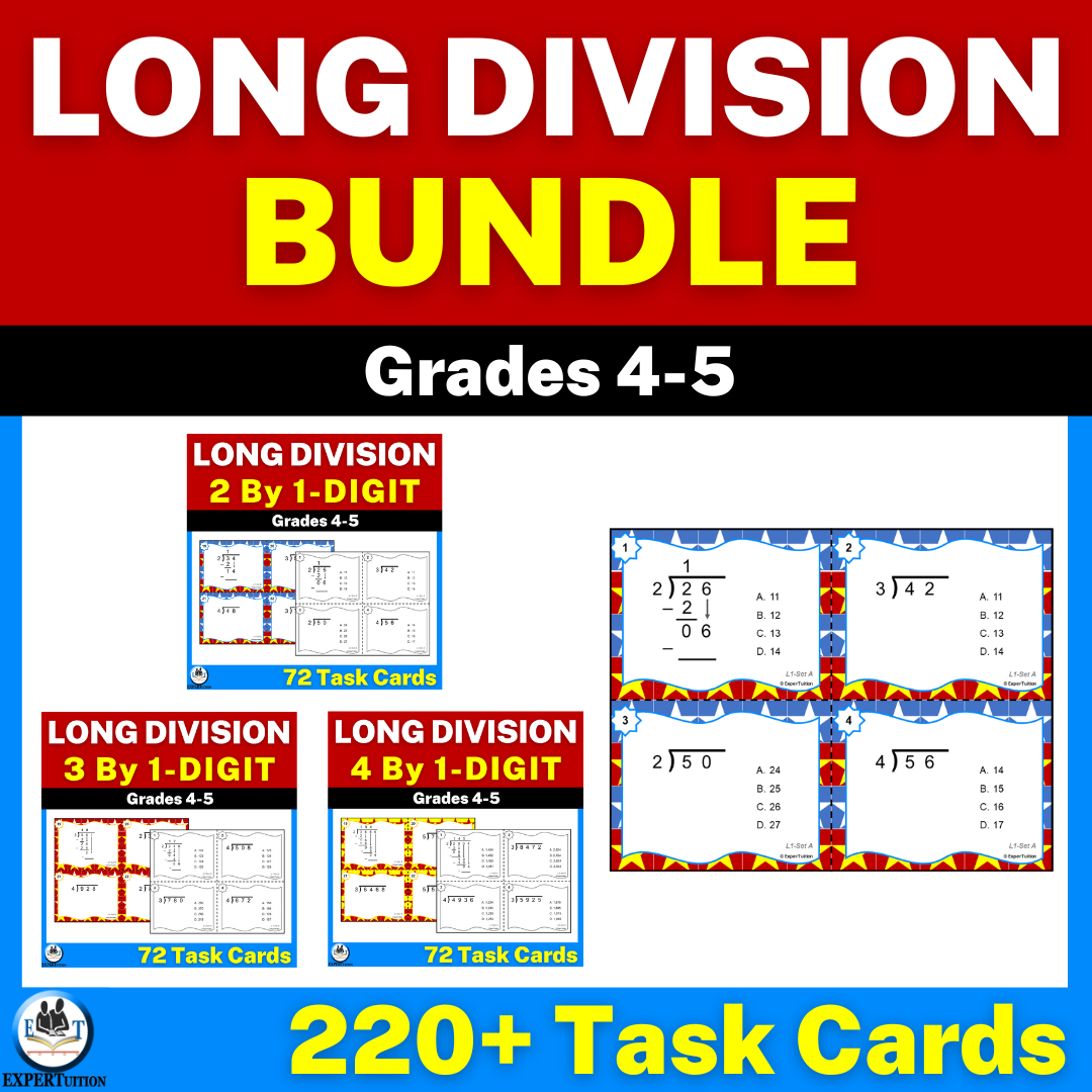 Long Division Practice Task Cards Bundle | With and Without Remainders ...