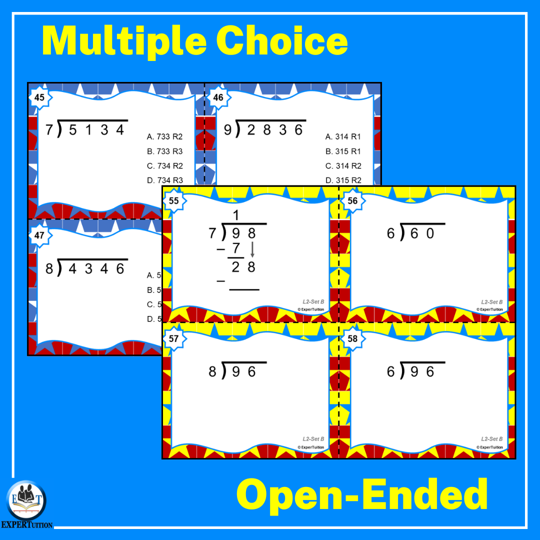 Long Division Practice Task Cards Bundle | With and Without Remainders ...