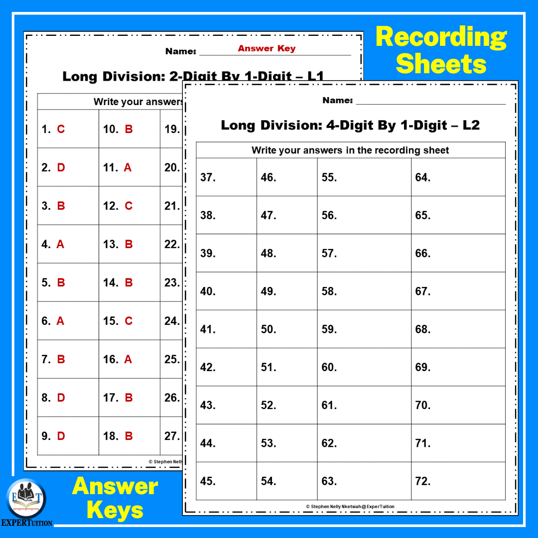 Long Division Practice Task Cards Bundle | With and Without Remainders ...