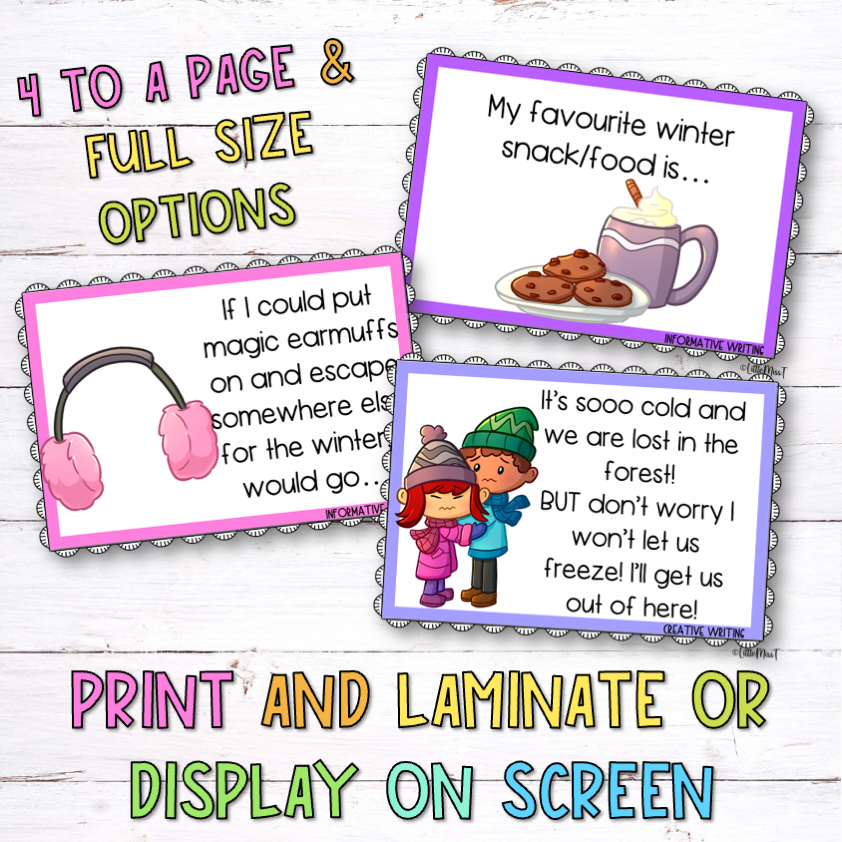 Winter Writing Prompt Task Cards Creative Persuasive Informative | Made ...