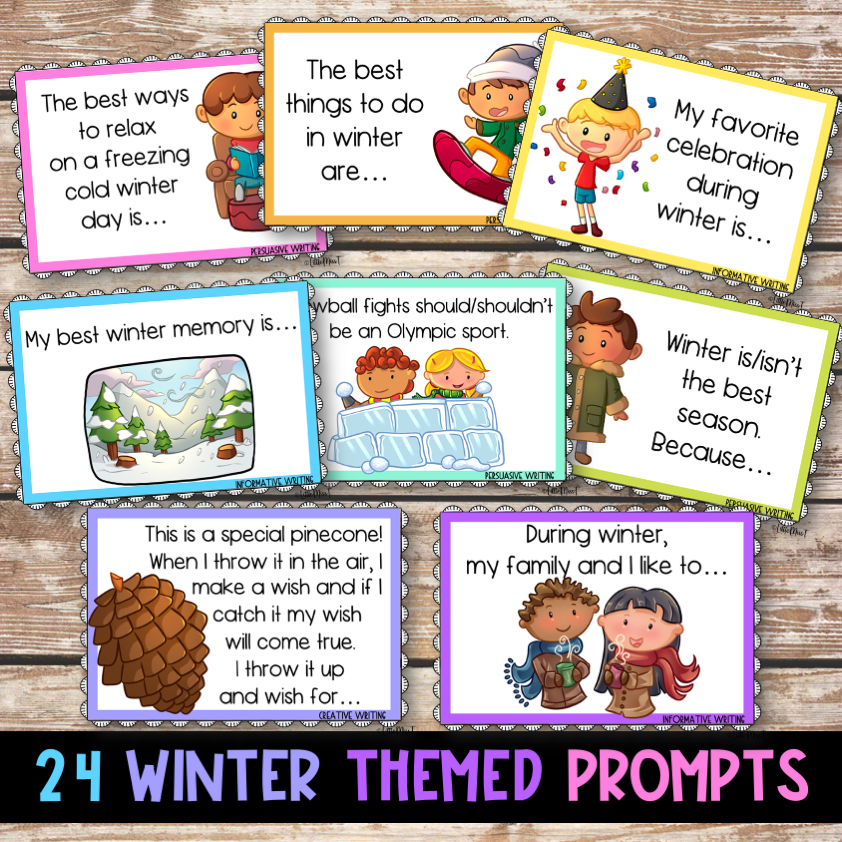 Winter Writing Prompt Task Cards Creative Persuasive Informative | Made ...