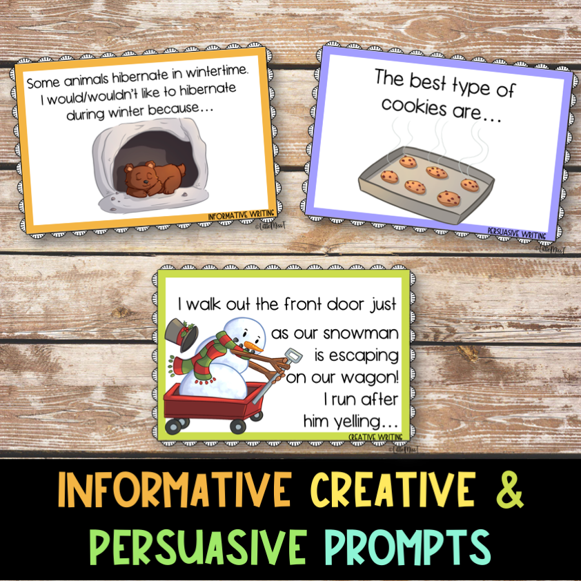 Winter Writing Prompt Task Cards Creative Persuasive Informative | Made ...