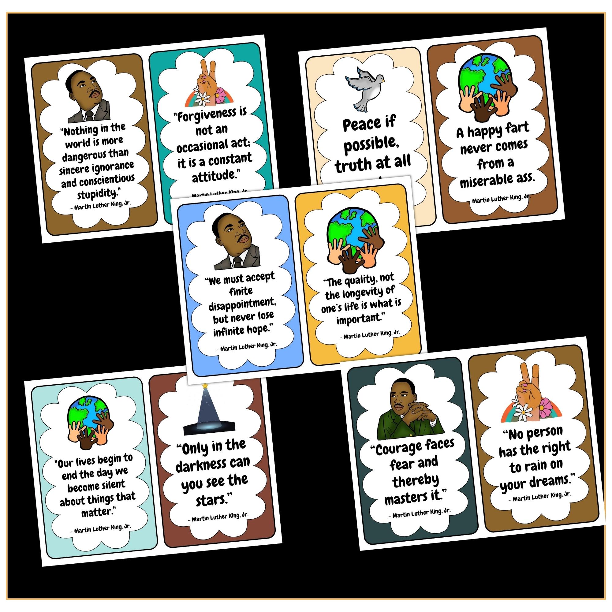 Martin Luther King Jr Inspirational Quote Cards | Black History Month ...