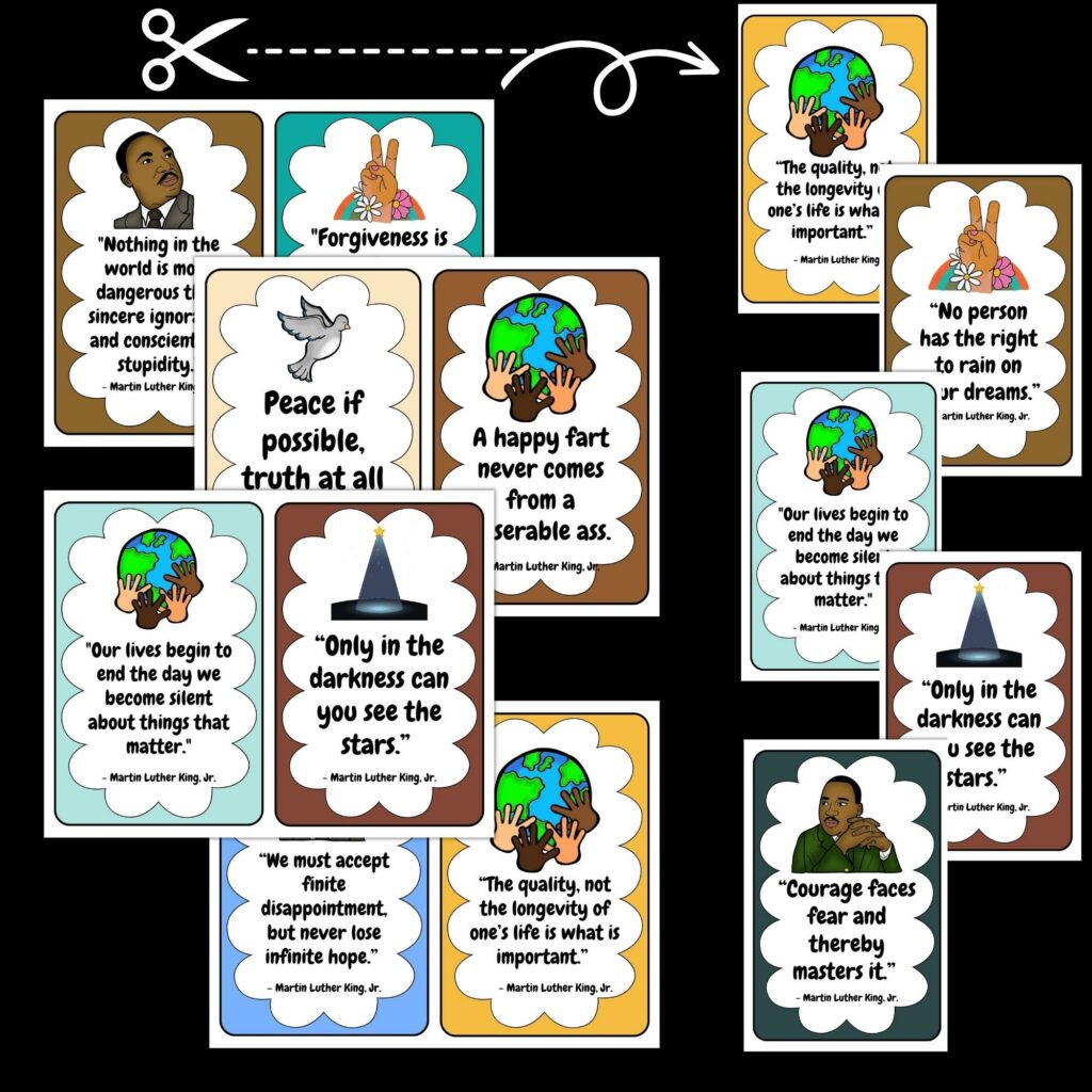 Martin Luther King Jr Inspirational Quote Cards | Black History Month ...