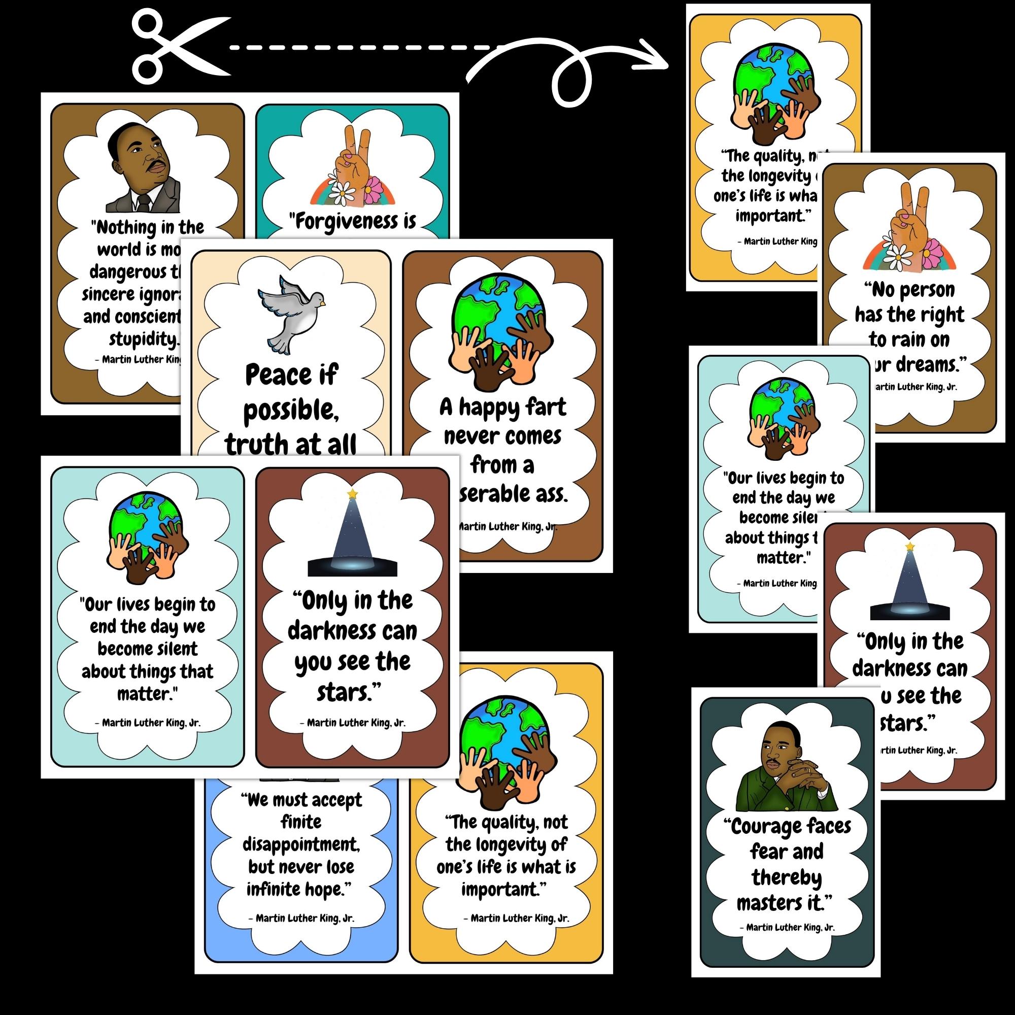 Martin Luther King Jr Inspirational Quote Cards | Black History Month ...