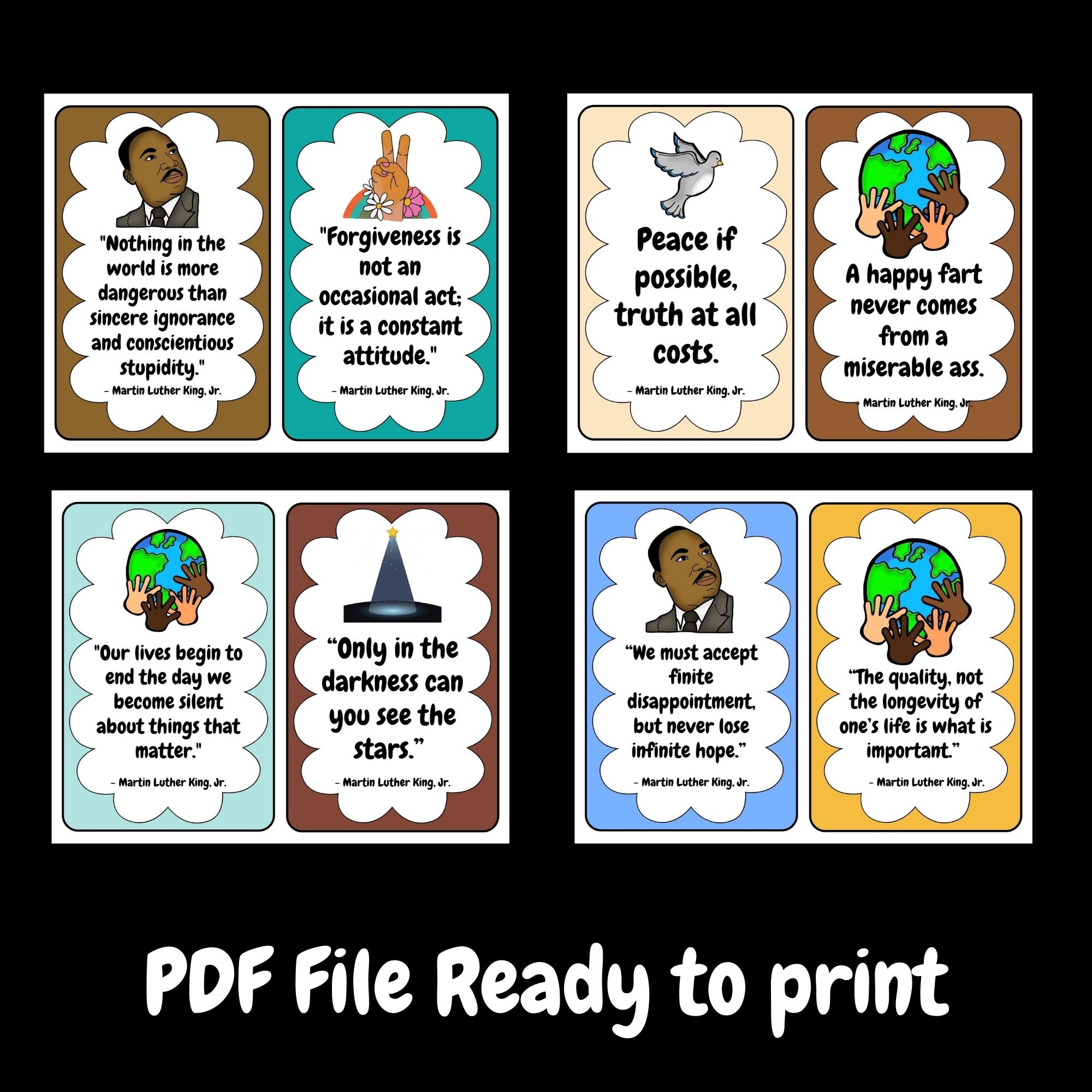 Martin Luther King Jr Inspirational Quote Cards | Black History Month ...