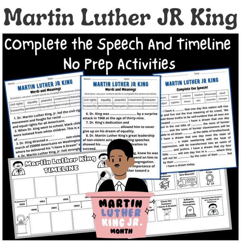 Martin Luther King JR No Prep Activities | MLK Famous Speech I have A ...