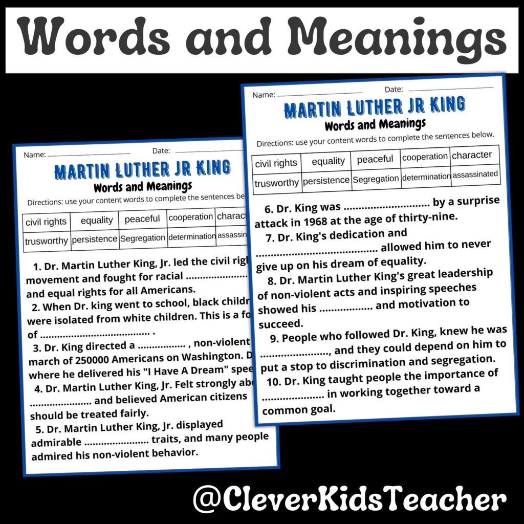 Martin Luther King JR No Prep Activities | MLK Famous Speech I have A ...