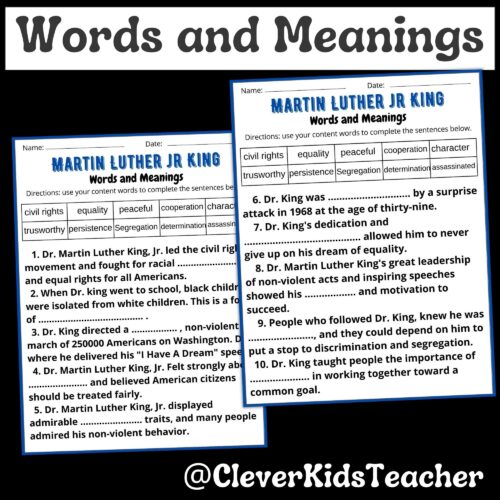 Martin Luther King JR No Prep Activities | MLK Famous Speech I have A ...