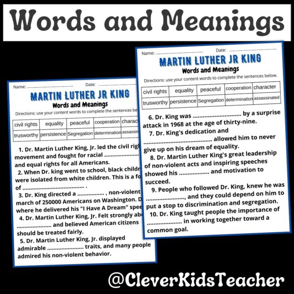 Martin Luther King JR No Prep Activities | MLK Famous Speech I have A ...