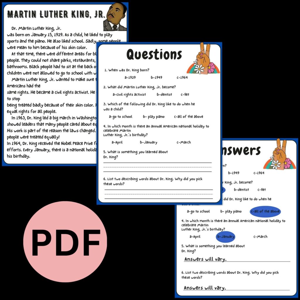 Martin Luther King Reading Passage | Black History Month Close Reading ...