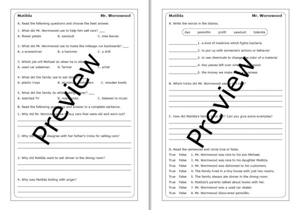 Roald Dahl "Matilda" worksheets | Made By Teachers