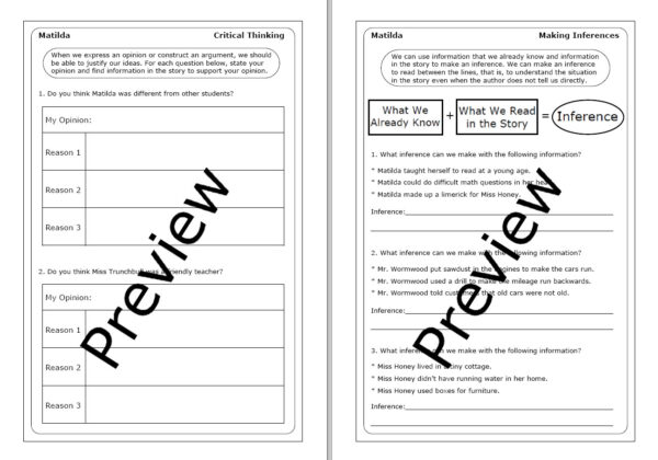 Roald Dahl "Matilda" worksheets | Made By Teachers