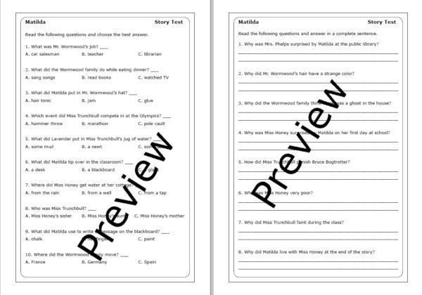 Roald Dahl "Matilda" worksheets | Made By Teachers