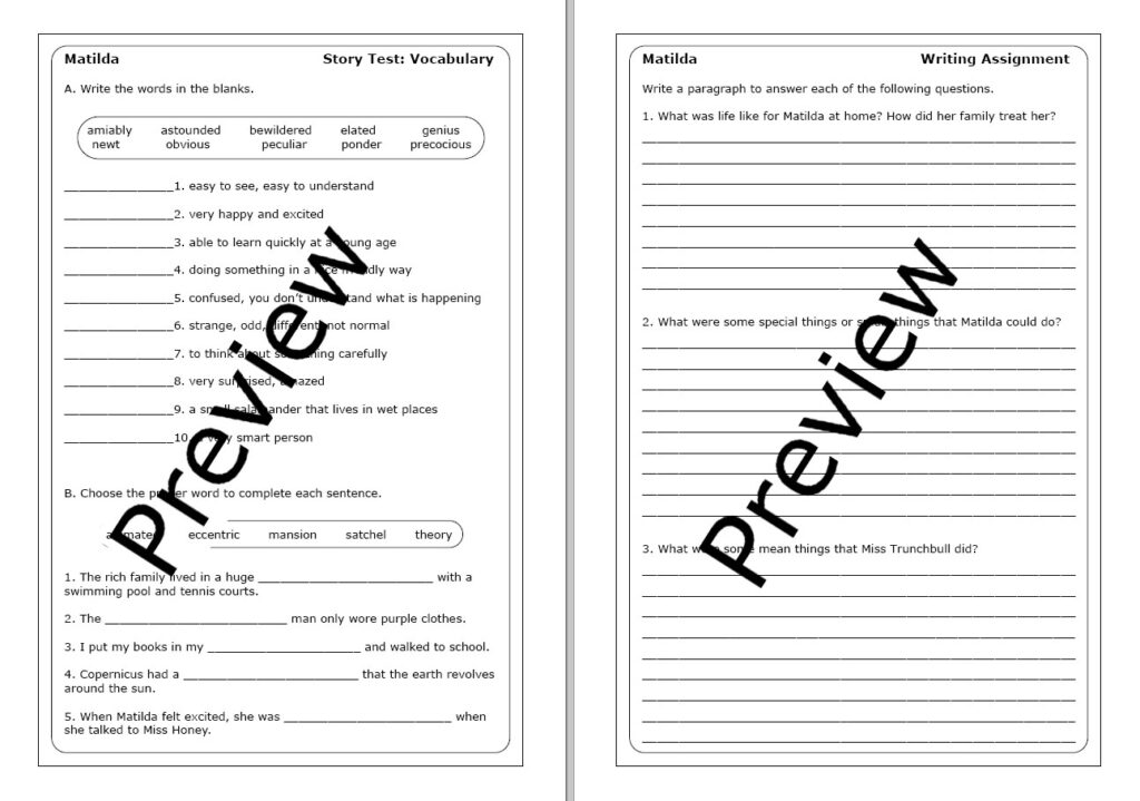 Roald Dahl "Matilda" worksheets | Made By Teachers