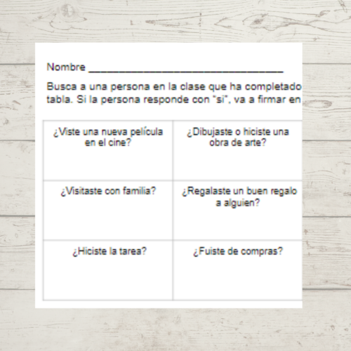 Busca a alguien - Spanish POST WINTER BREAK interpersonal speaking ...