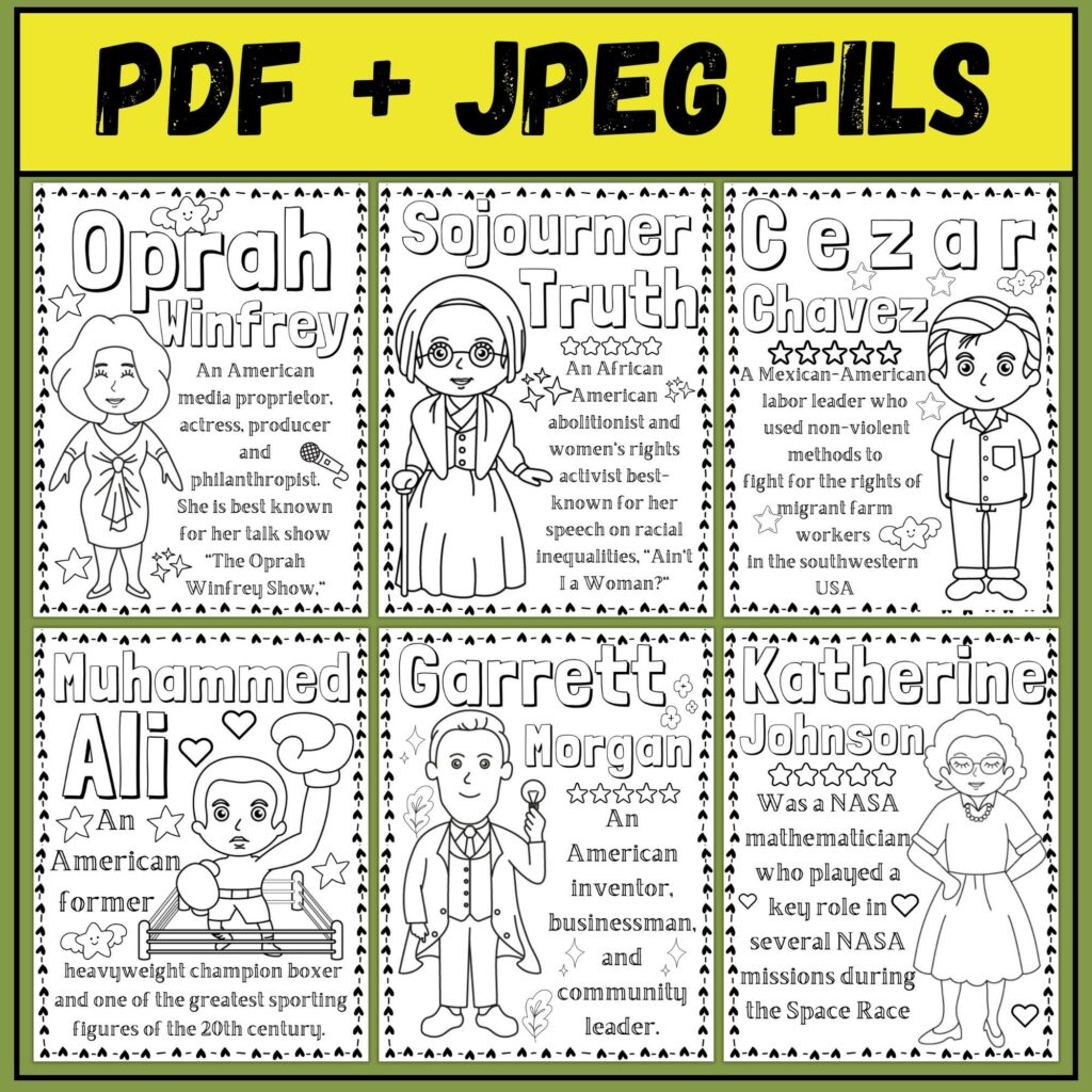 African American Black History Month Coloring Pages | Famous Faces In ...