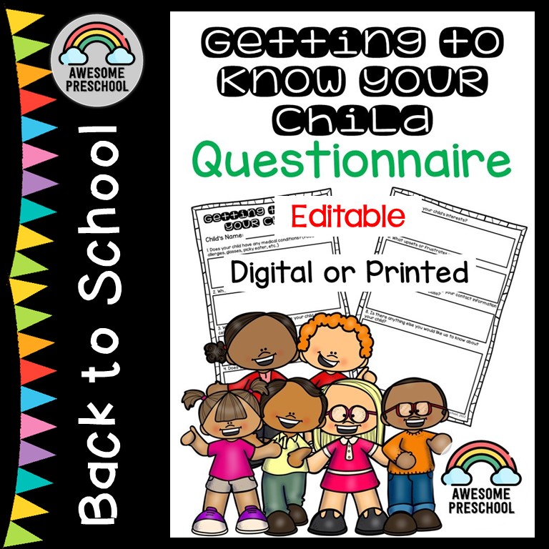 EDITABLE Beginning Of The Year Getting To Know Your Child Questionnaire EDITABLE Beginning Of The Year Getting To Know Your Child Questionnaire