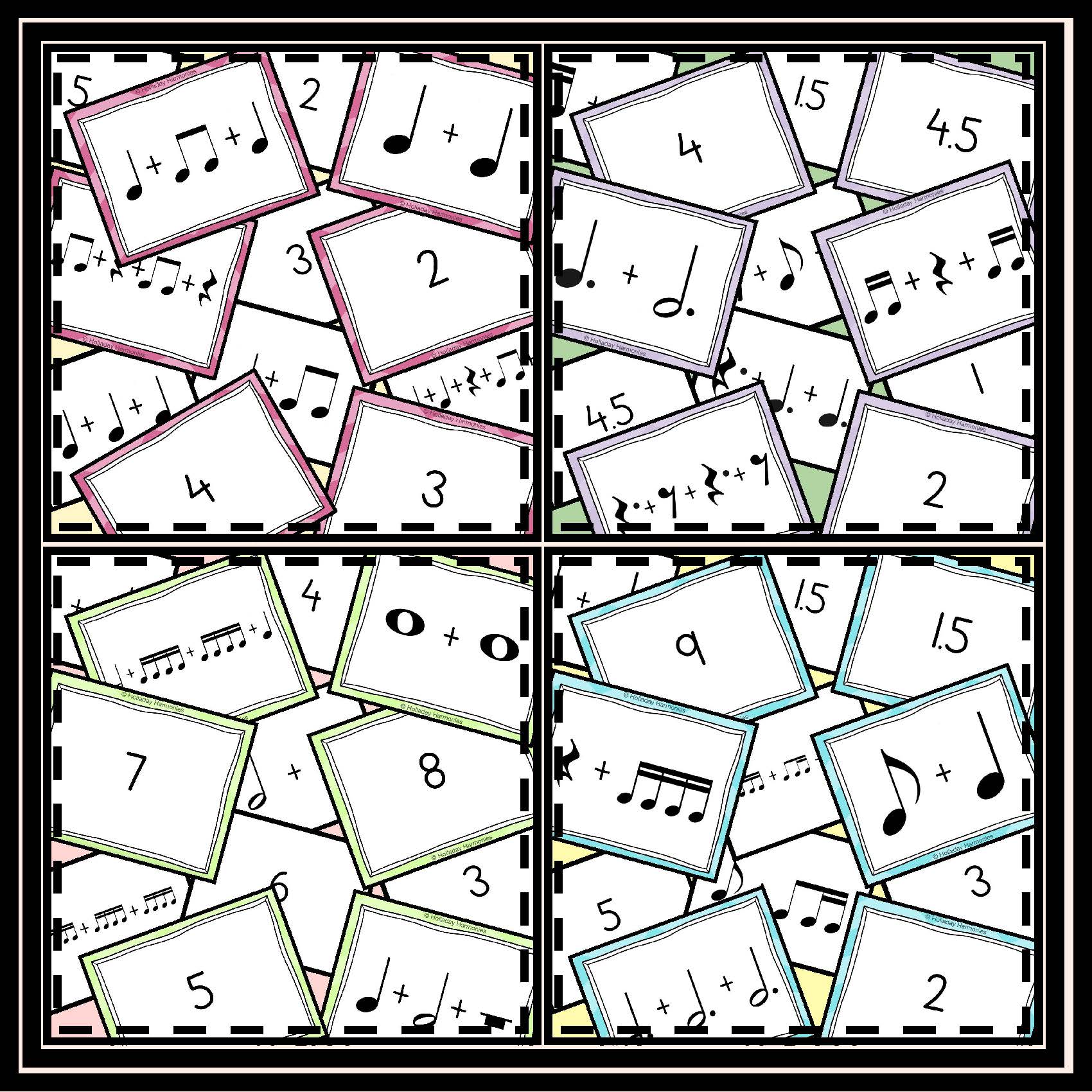 Rhythm Addition Math Equations Bundle: Levels One - Five | Made By Teachers