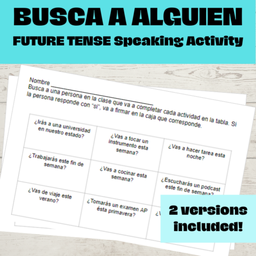 Busca a alguien - Spanish FUTURE TENSE Interpersonal Speaking Activity ...