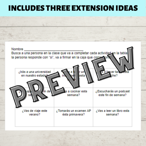Busca a alguien - Spanish FUTURE TENSE Interpersonal Speaking Activity ...