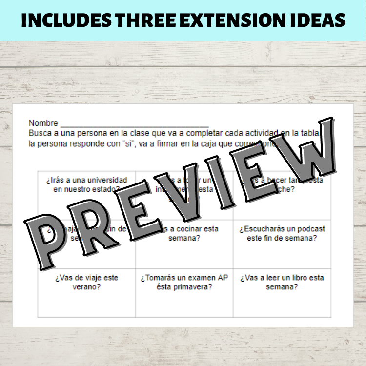 Busca a alguien - Spanish FUTURE TENSE Interpersonal Speaking Activity ...