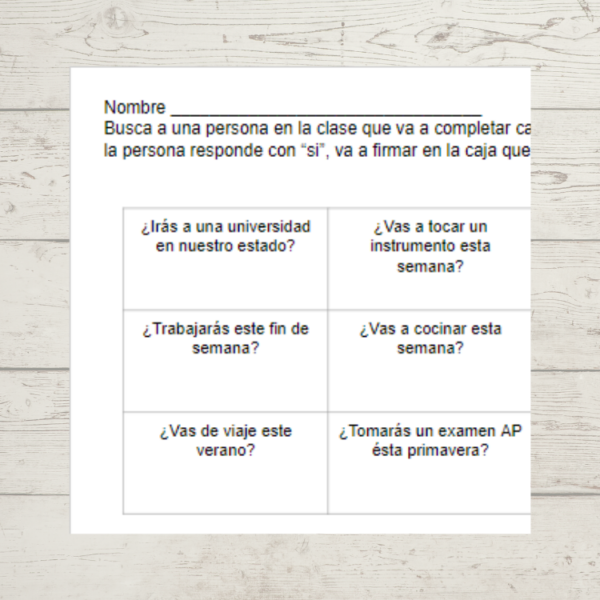 Busca a alguien - Spanish FUTURE TENSE Interpersonal Speaking Activity ...