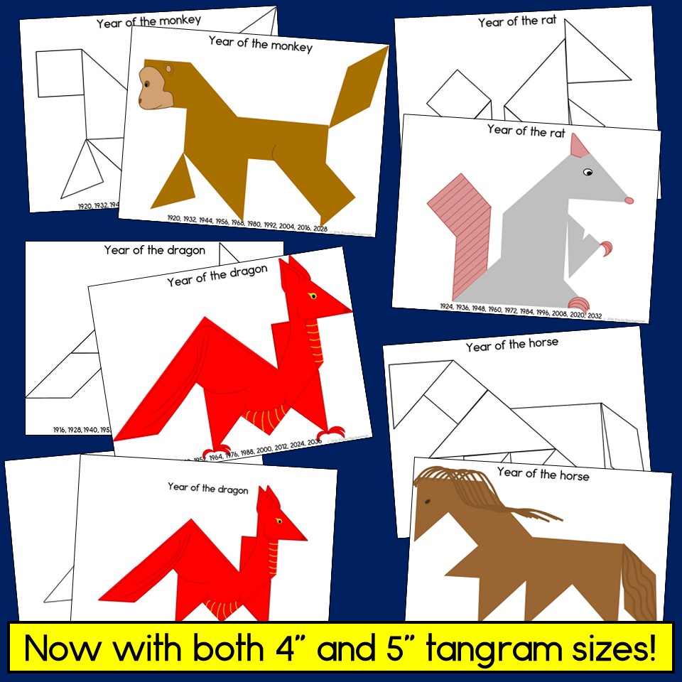 Chinese New Year 2023 Printable Tangram Puzzles 2D Shapes Math Center ...