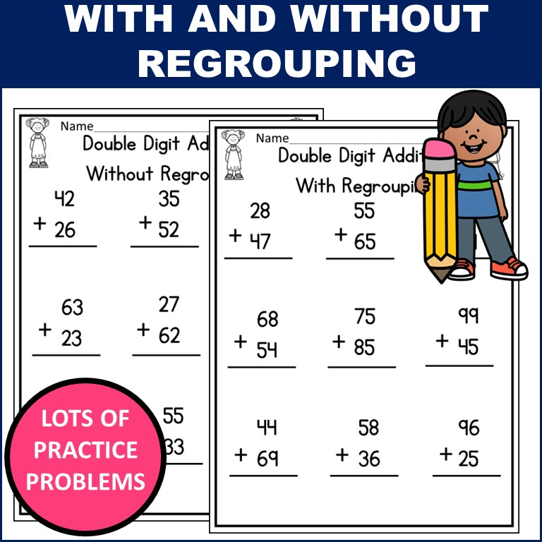 Double Digit Addition Worksheets With Regrouping Without Regrouping ...