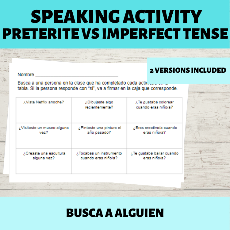 Busca a alguien - Spanish PRETERITE VS IMPERFECT interpersonal speaking ...