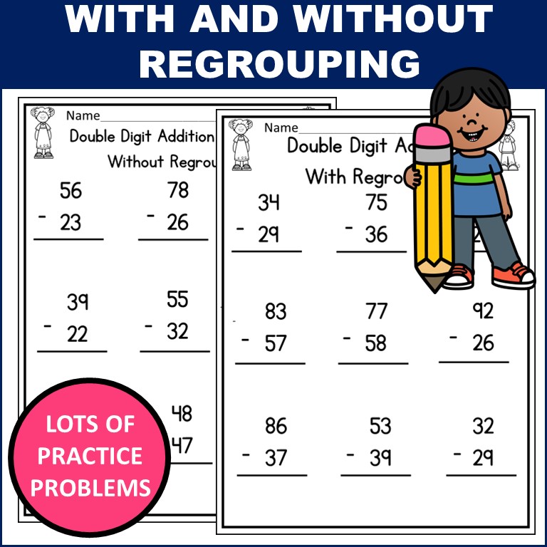 Double Digit Subtraction Worksheets With Regrouping Without Regrouping ...