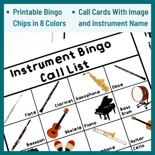Music Bingo Game – Musical Instrument Bingo for Instrument Families ...