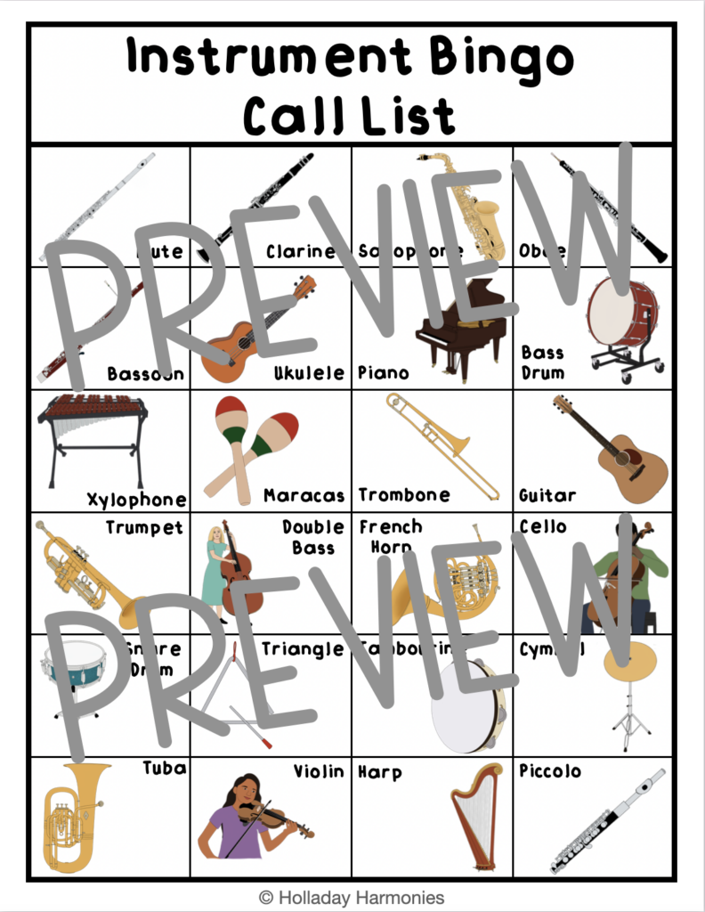 Instrument Identification Bingo Music Game | Made By Teachers