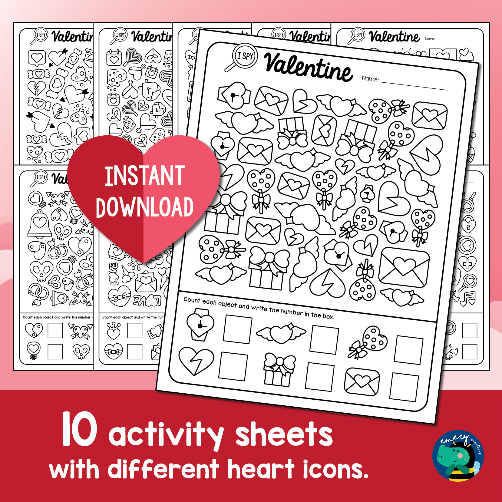 I Spy Valentine’s Day | Find and Count Activity Sheets | Printable ...