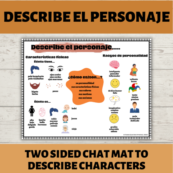 Describe el personaje | Spanish Character Descriptions Chat Mat I ...
